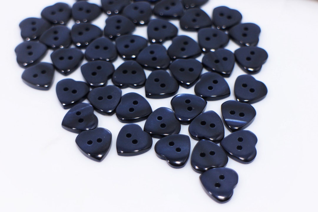 Deep Blue Heart Buttons, Almost Look Like Black Color, Heart Shaped ...