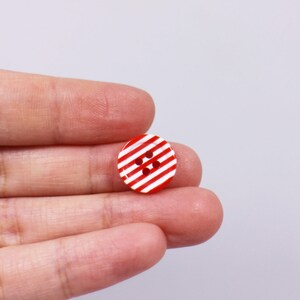 Red Striped Button, Red and White, Lined Pattern Button, Blouse Button ...