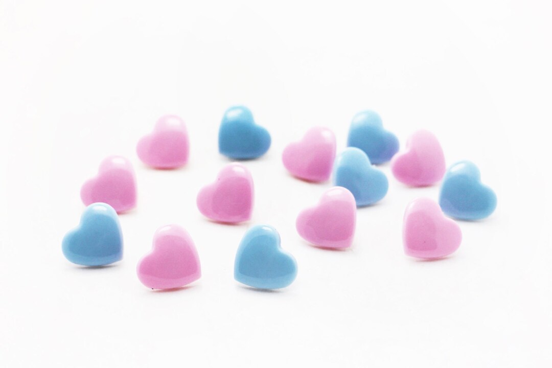 Heart Shape Snap Fastener, Pastel Pink, Pastel Blue, Snap Button, Press ...