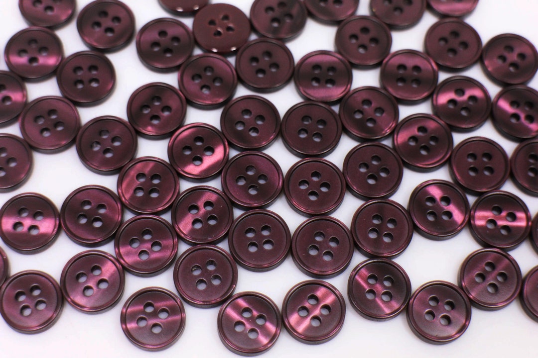 Dark Red Buttons, Wine Burgundy Red Color, Flat Top, Shell Looking ...