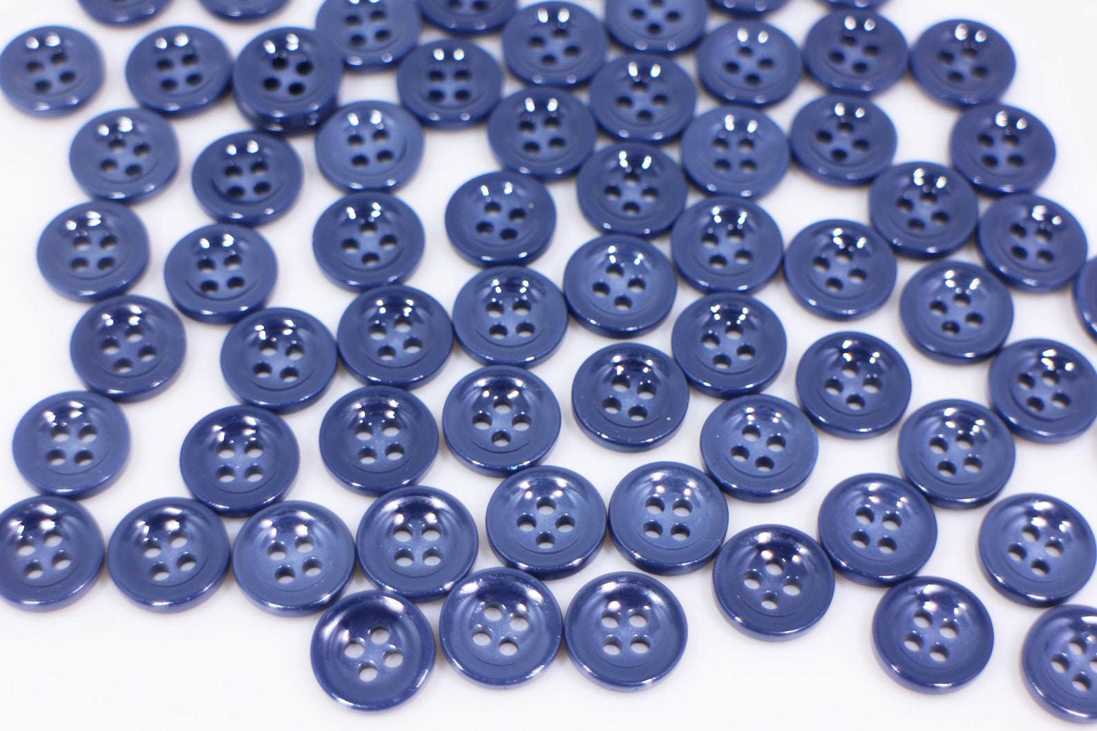 Dark Blue Buttons Shiny Deep Blue Buttons Four Holes Resin - Etsy