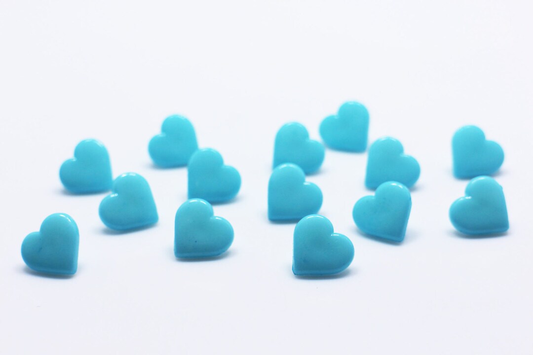 Pastel Blue Heart Shank Buttons, Heart-shape, for Sewing Children Dress ...