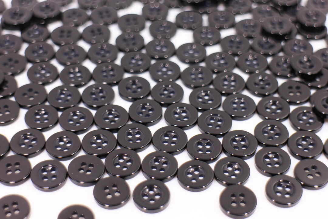 50 Black Buttons, Resin Made, Four Holes, for Men Business Suit Shirt ...