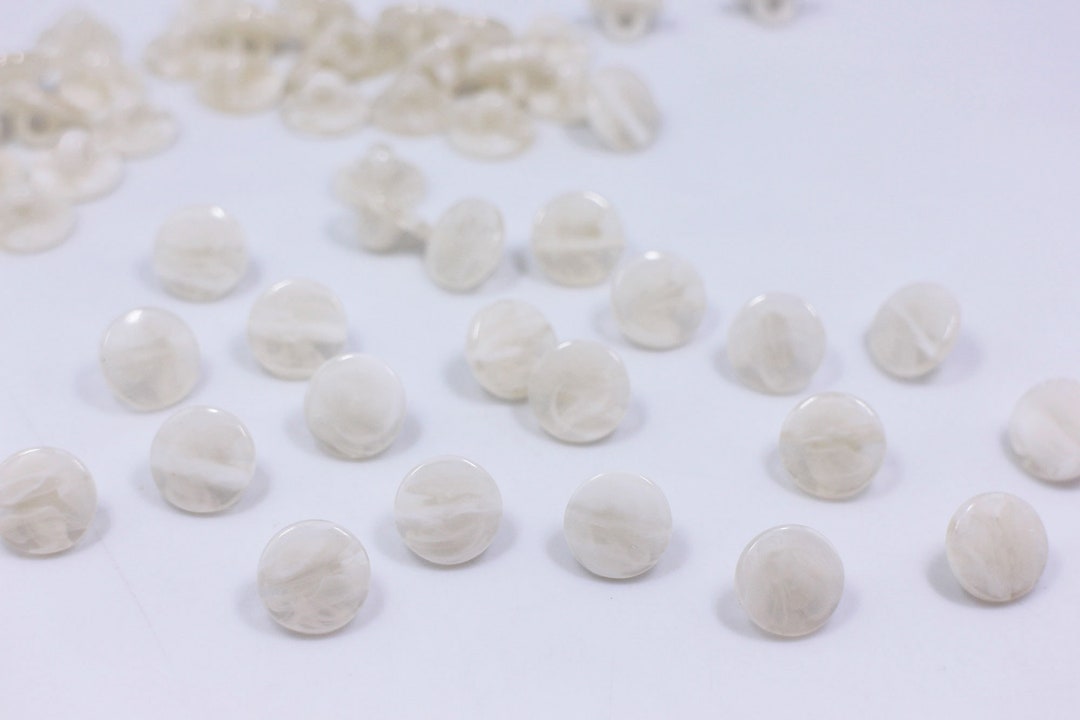 Cream White Shank Buttons, Marble Pattern, Round Flat Top Shape, Ivory ...