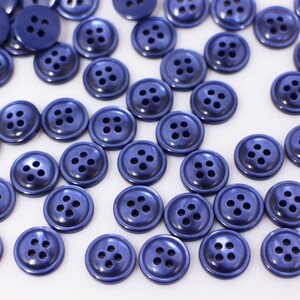 Royal Blue Buttons, Dark Blue Color, Shiny Finish, Raised Top, Four ...