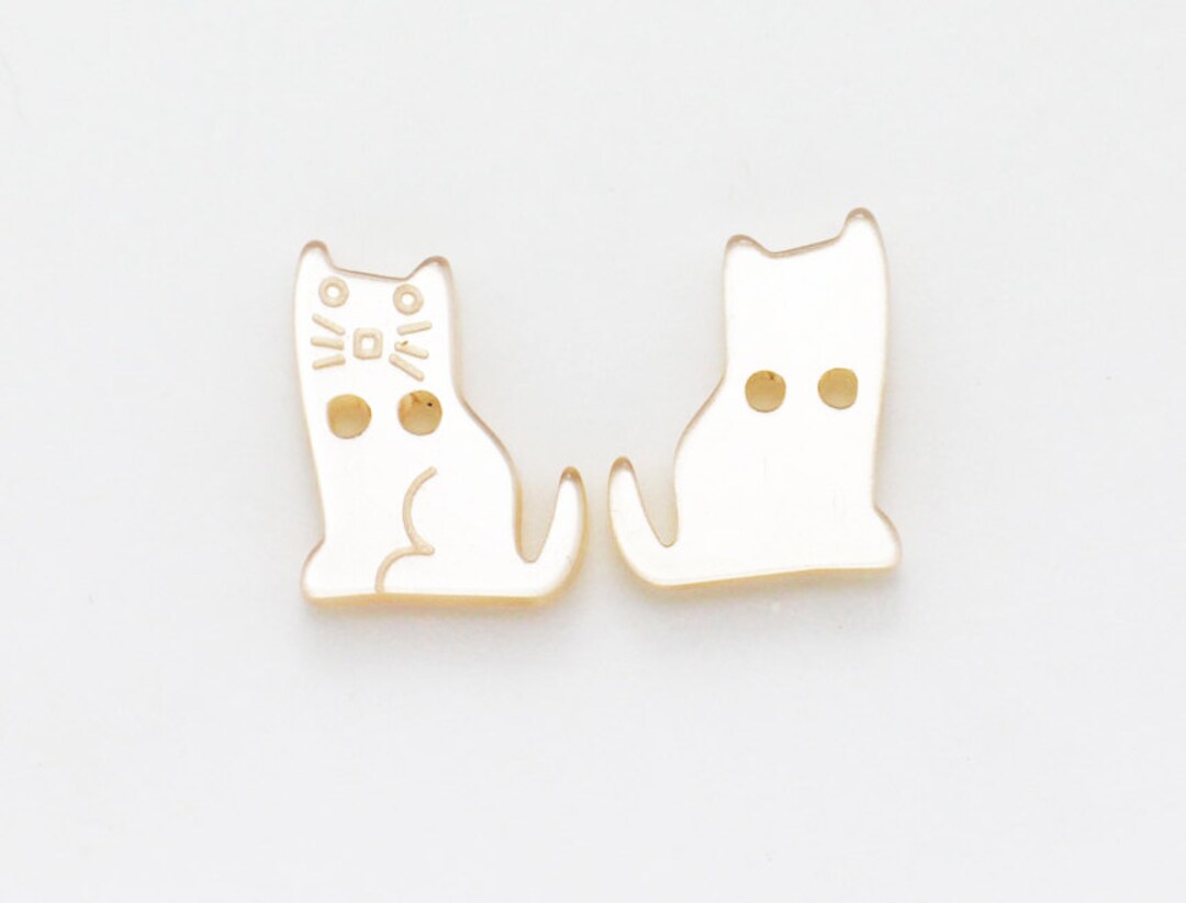 Cat Button, Light Pink, Animal Cats Shape, Two Holes, Semi-transparent ...