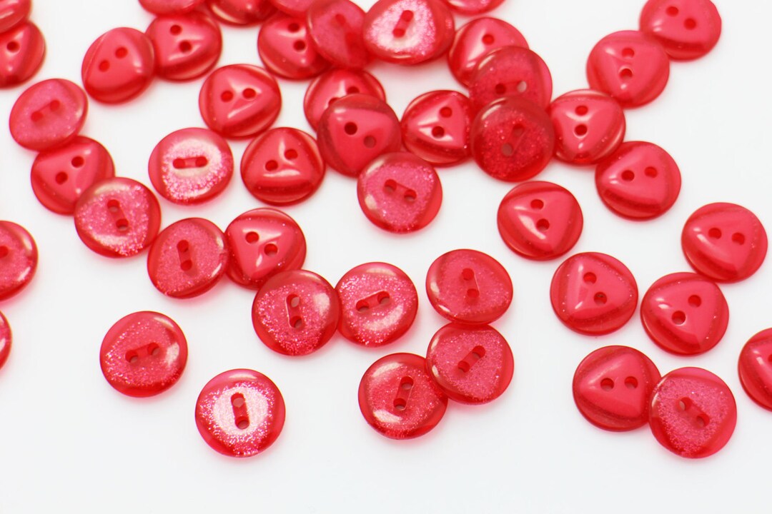 Red Shimmering Glitter Triangle Button, Two Holes, Small Size, Resin ...