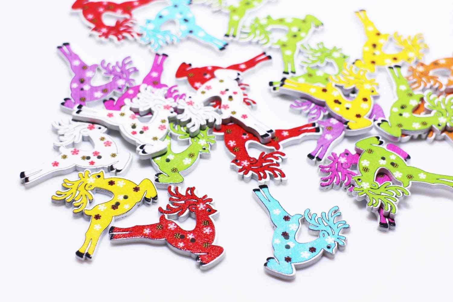 Reindeer Button Christmas Festival Buttons Xmas Snowflakes - Etsy