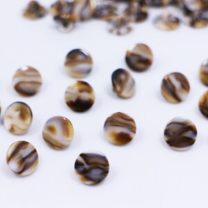Brown Marble Pattern Shank Buttons, Round Flat Top, Brown and White ...