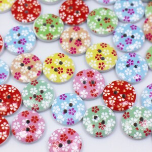 Sakura Wooden Buttons, Japanese Flower Print, Small Size, Round Shaped ...