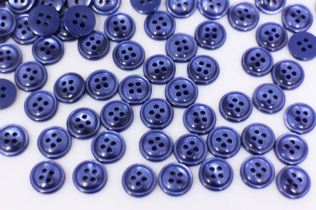 Royal Blue Buttons, Dark Blue Color, Shiny Finish, Raised Top, Four ...