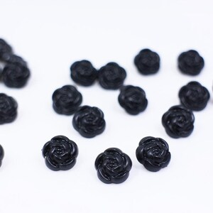 Black Rose Shank Buttons, Flower Floral Shape, Made of ABS Plastic, for ...