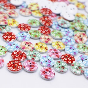Sakura Wooden Buttons, Japanese Flower Print, Small Size, Round Shaped ...