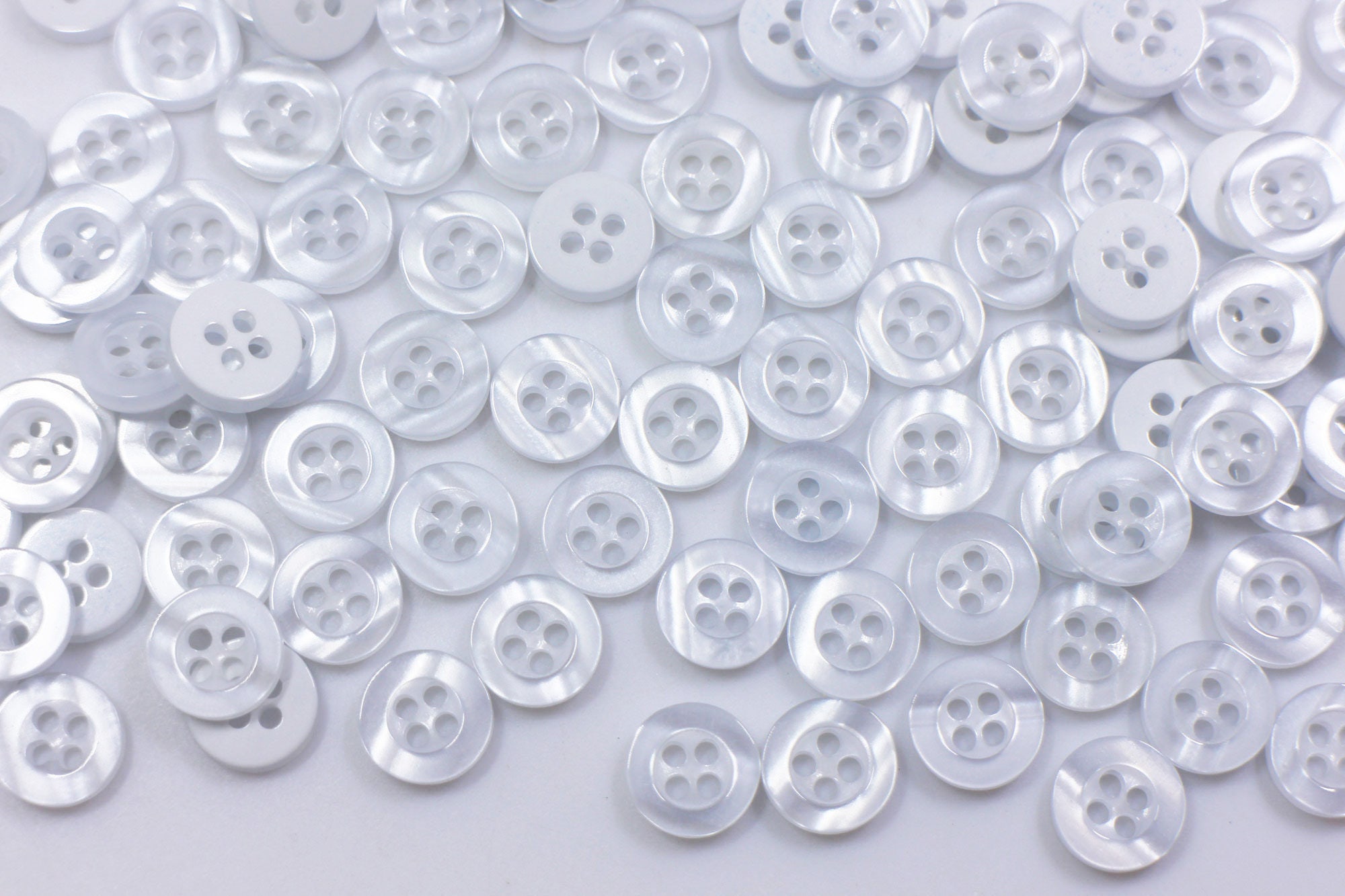 50 Shiny White Button Four Holes Raised Edge Buttons - Etsy