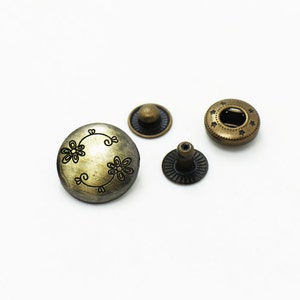 Flower Snap Buttons, Floral Pattern Snap Fastener, Rose Snap, Antique ...