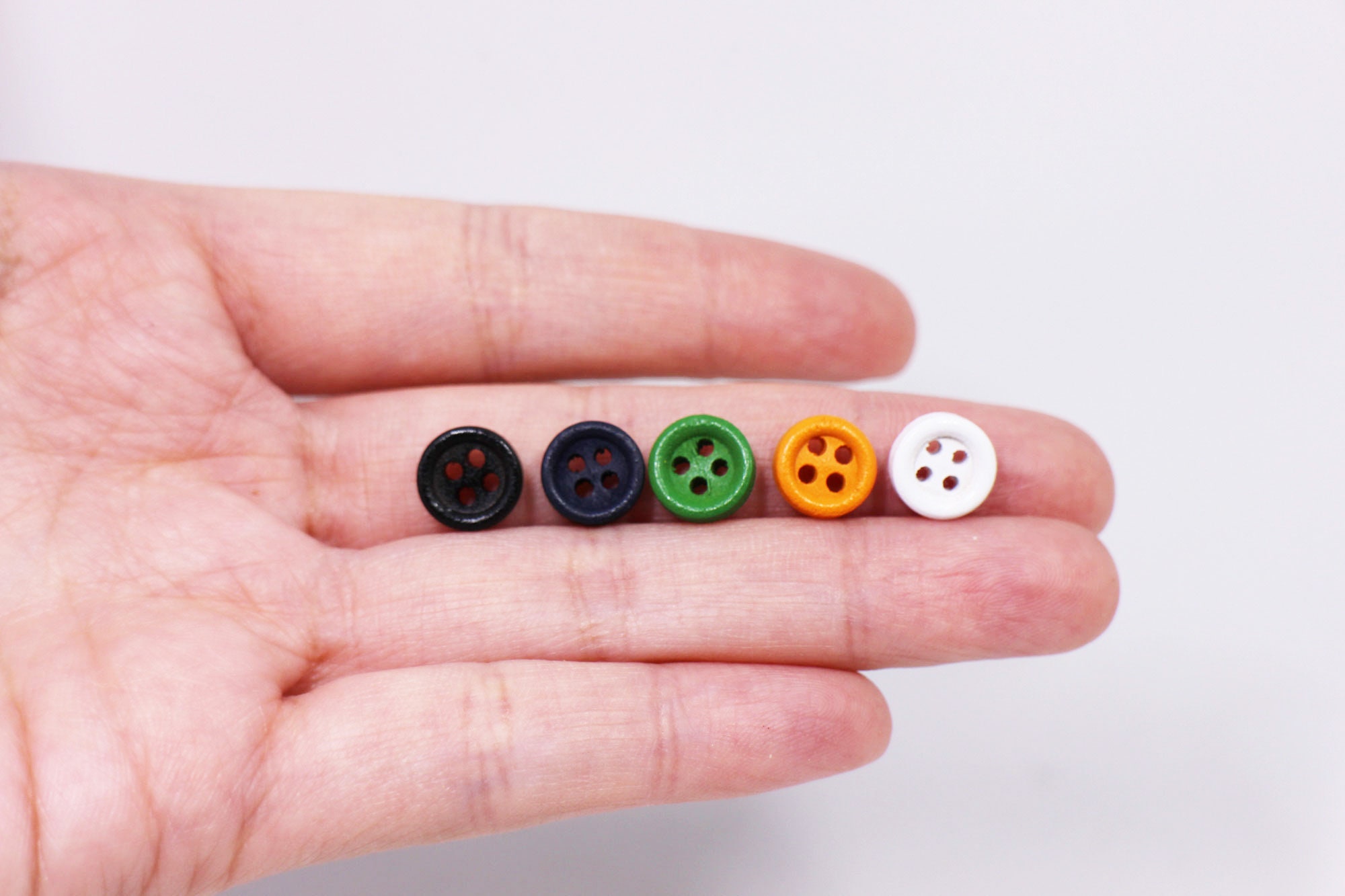 Tiny White Wooden Button Small Natural Wood Buttons Four | Etsy