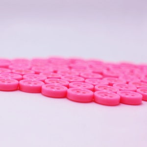 Neon Pink Buttons, Bright Pink Color, Thick Shape, Made of Resin, Four ...