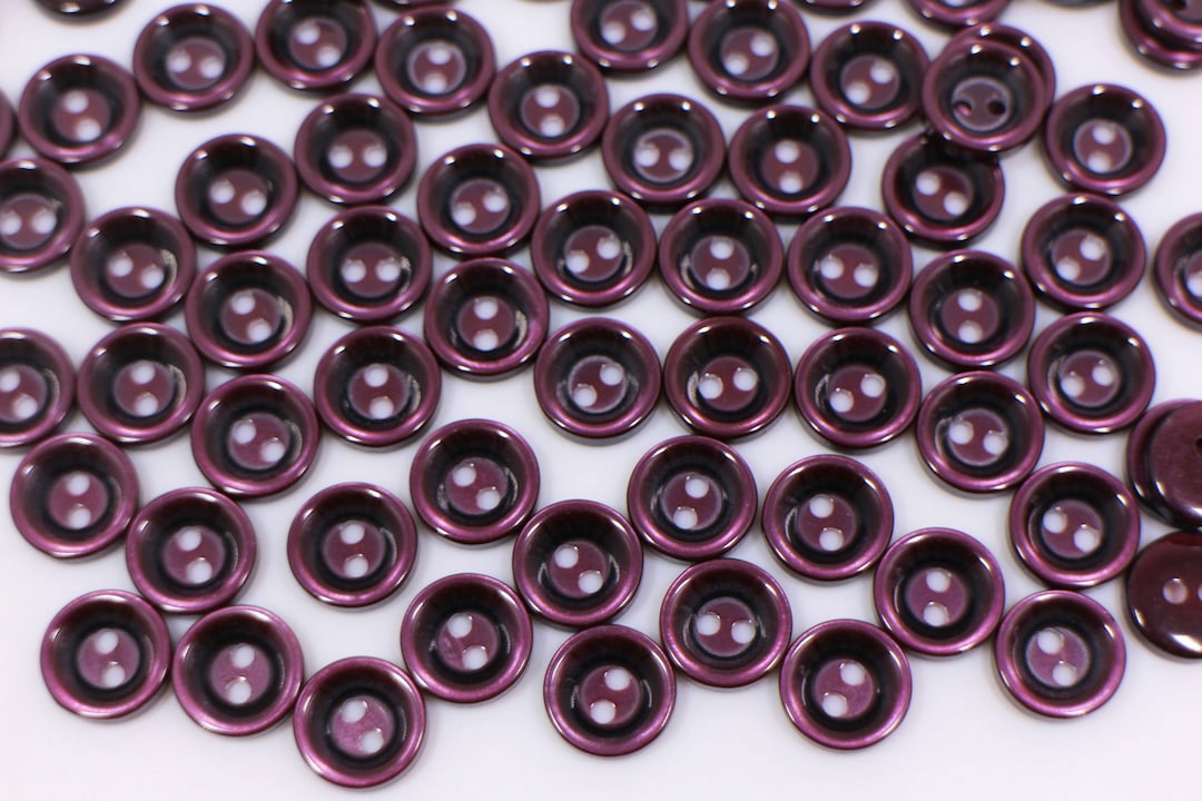 Dark Red Button, Burgundy Red Color, Small Size, Two Holes, Bowl Shaped ...