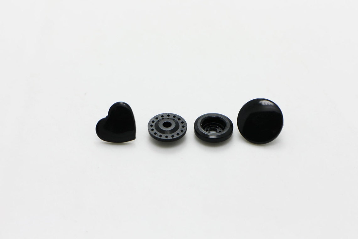 Heart Shape Snap Fastener, Black and White, Snap Button, Press Stud ...