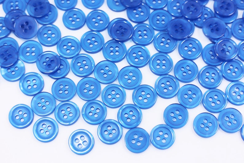 50 Pcs Dark Blue Four Holes Button Small Shiny Buttons - Etsy