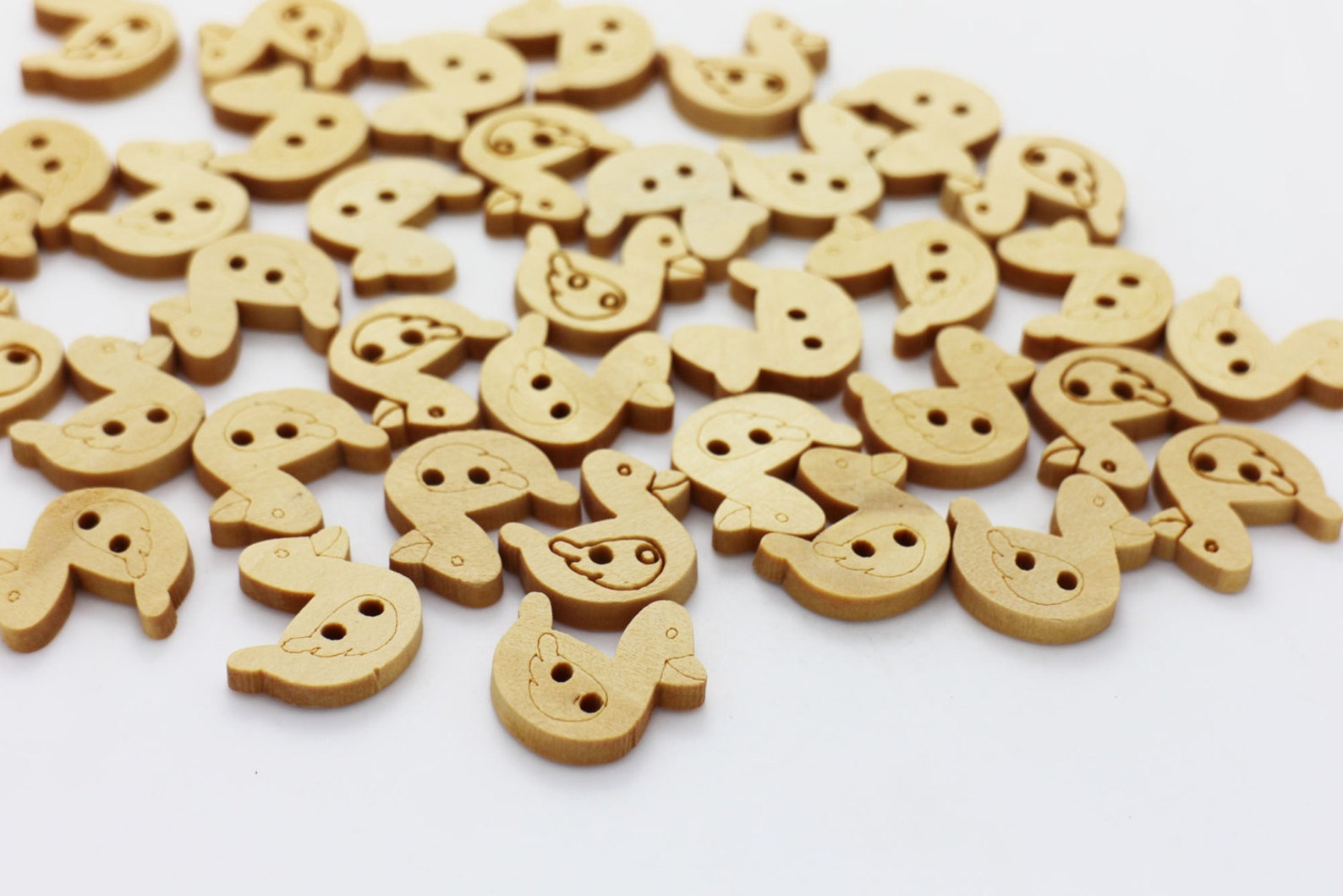 Duck Wood Button Children Button Animal Button Natural - Etsy