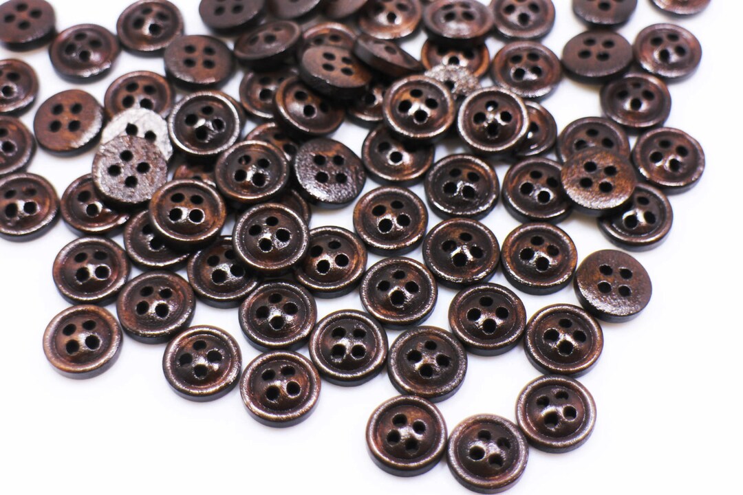 Dark Brown Wooden Buttons, Extra Small Tiny Size, Natural Wood Material ...