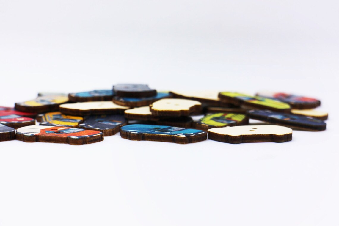 Van Wooden Button Vehicle Wood Buttons Two Holes Sewing | Etsy