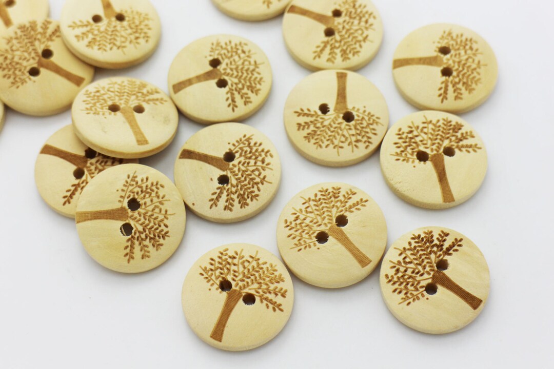 Tree Wooden Button, Children Button, Baby Button, Natural Brown Wood ...