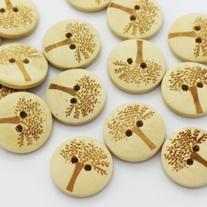 Tree Wooden Button, Children Button, Baby Button, Natural Brown Wood ...