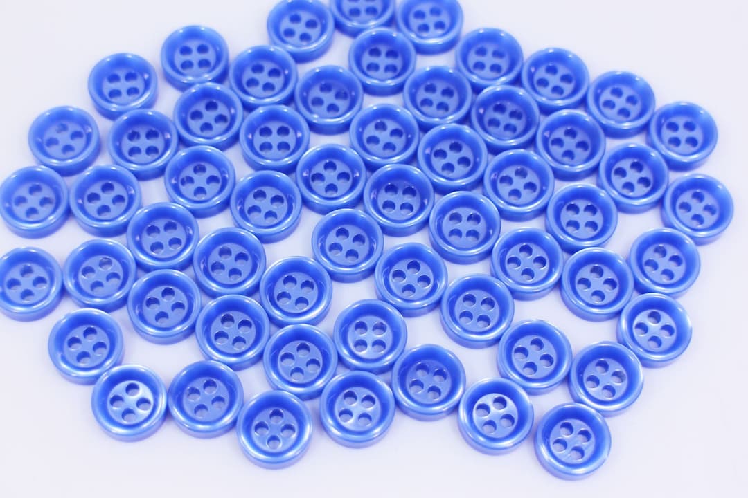 Bright Blue Button, High Shine, Four Holes, for Sewing Shirt Blouse ...