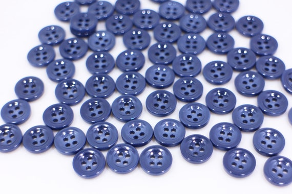 Dark Blue Buttons Shiny Deep Blue Buttons Four Holes Resin - Etsy