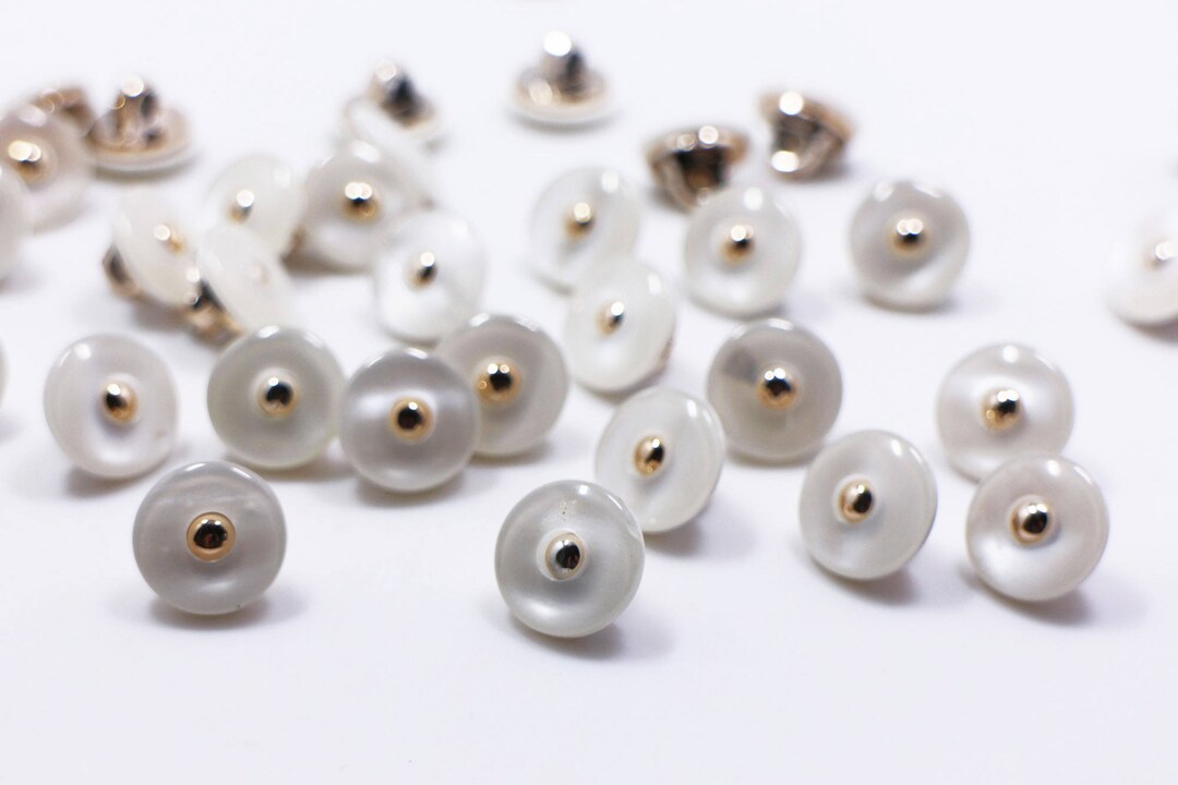 Shiny White Shank Button, White and Gold Shanks, Round Shank Button ...