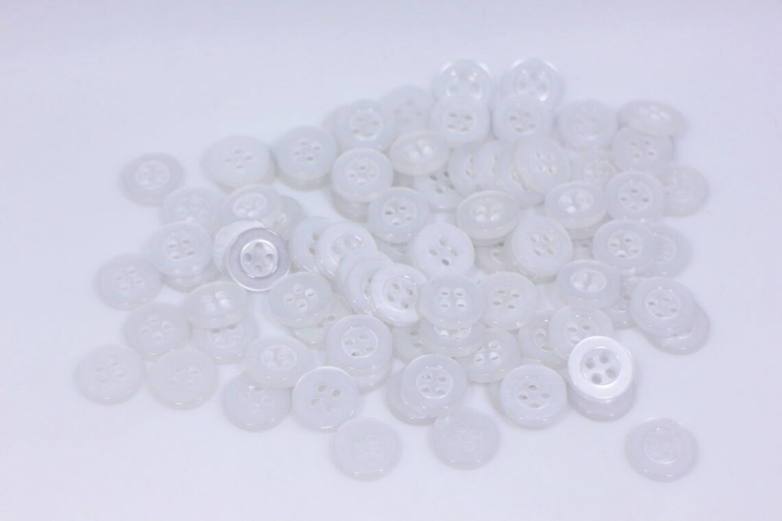 50 White Button Raised Edge Semi-transparent Button Small - Etsy