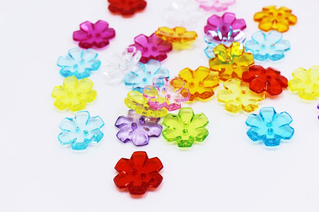 Flower Acrylic Button Floral Shaped Clear Transparent for - Etsy
