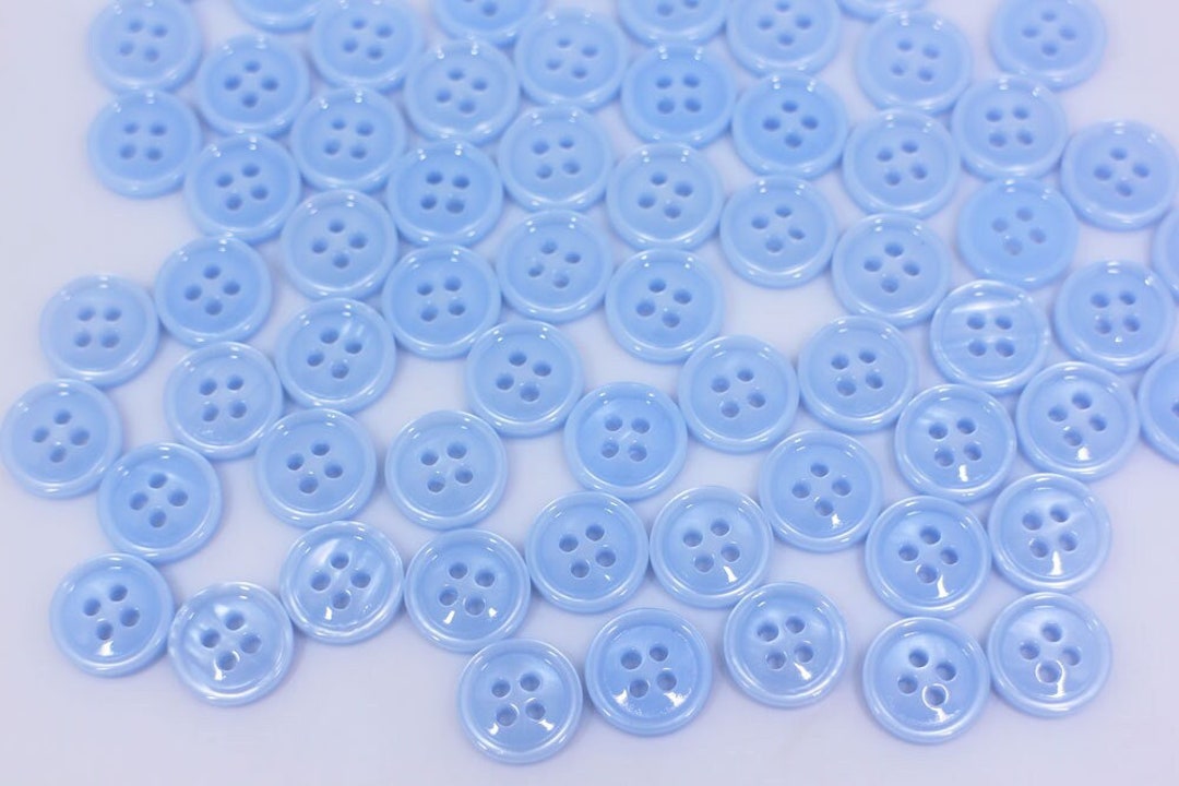 Light Blue Buttons, Pastel Blue Color, Small Size, Glossy Finish, Four ...