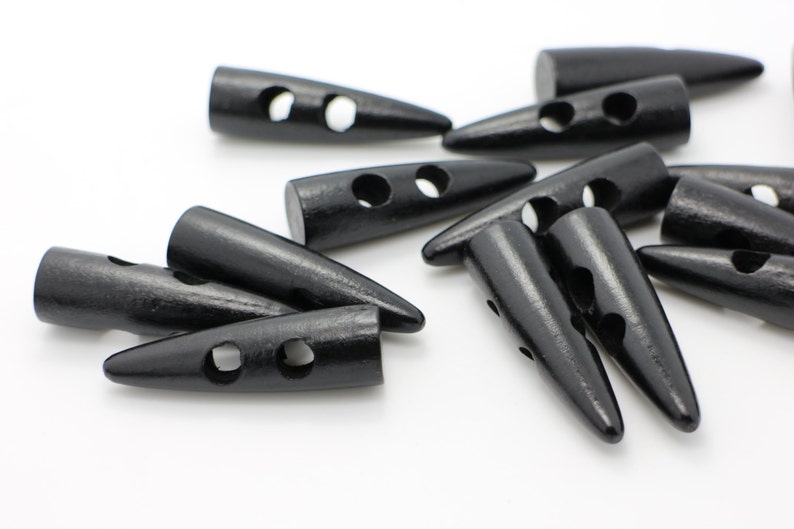 Black Wooden Toggle Button Toggles Buttons Two Holes Duffel Etsy