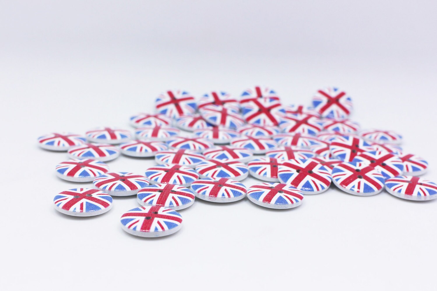 British Flag Wooden Button England Flag Pattern Red and - Etsy