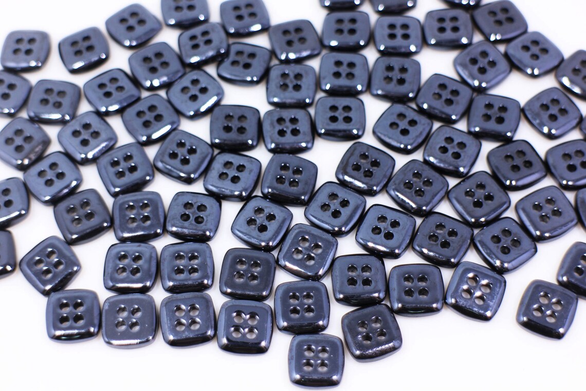 Metallic Dark Blue Square Button Rectangular Shaped Button | Etsy