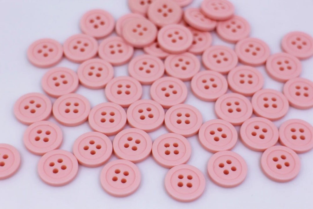 Matte Pink Button, Four Holes, Light Pastel Pink Color, Raised Edge ...