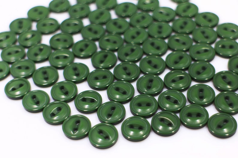 Dark Green Buttons, Cat Eye Cut Out, Two Holes, Small Size, Made of ...