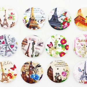 Landmarks Wooden Button, Vintage Style, Assorted Print, London Big Ben ...