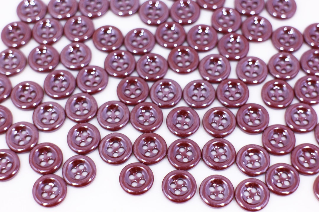 Metallic Dark Red Button, Burgundy Red Color, Glossy, Four Holes ...