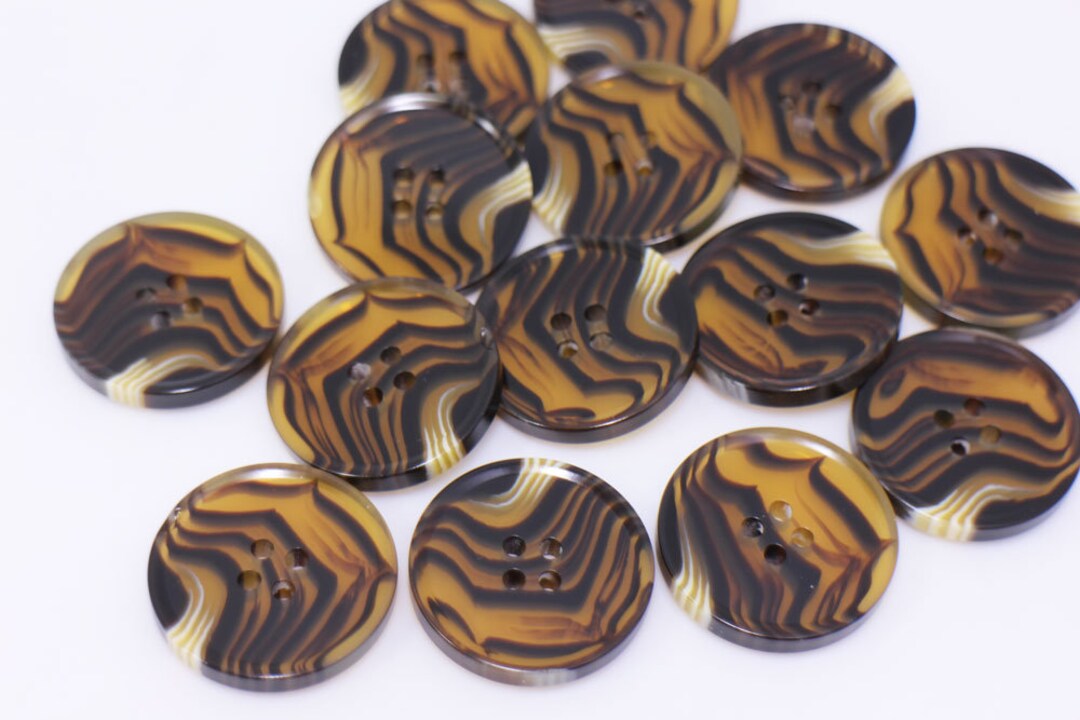 Tiger Print Buttons, Brown and Black Color, Four Holes, Thin Raised ...