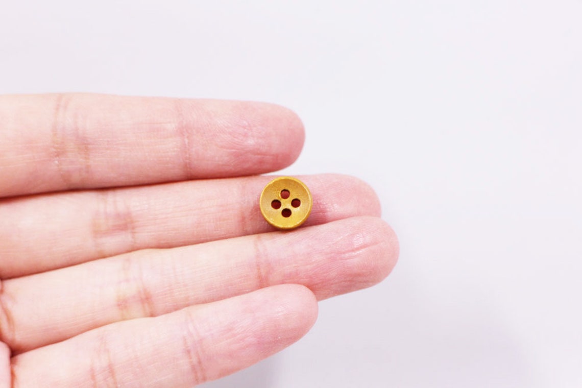 Extra Small Brown Wooden Button, 10mm, 0.39inch, Mini Tiny Size, Bowl ...