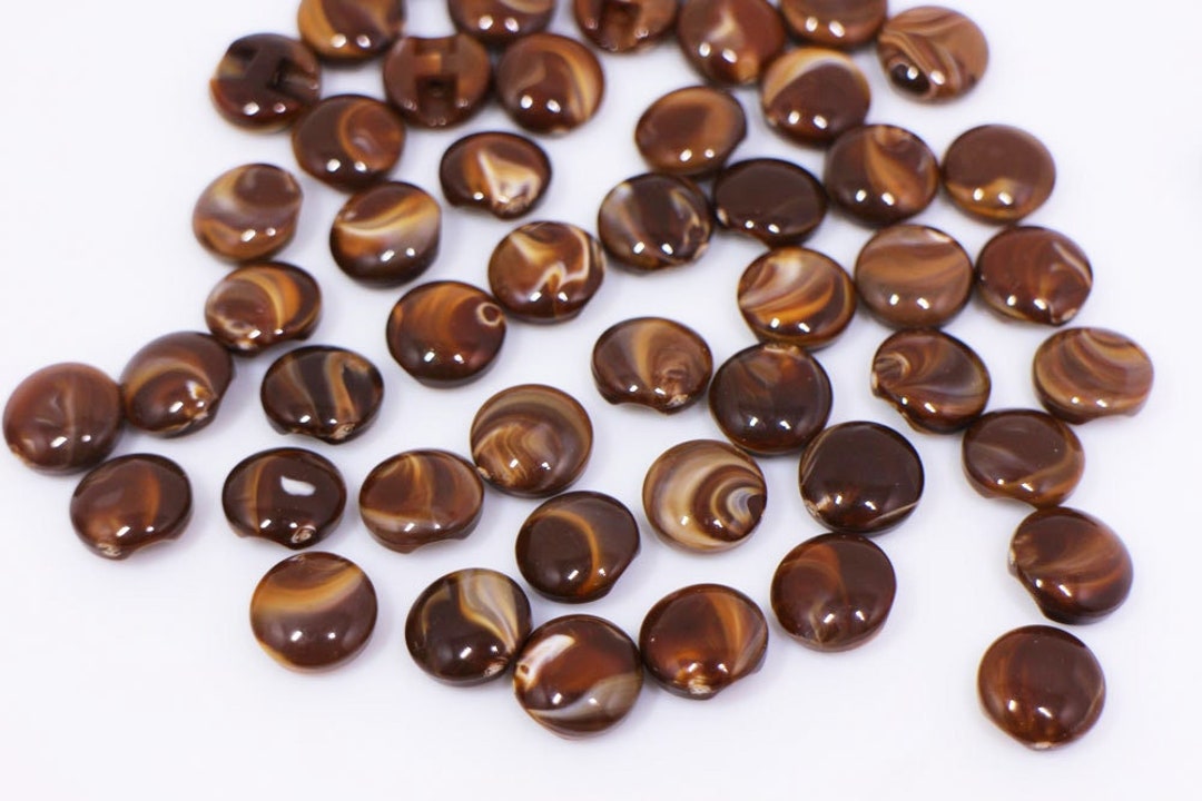 Dark Brown Marble Pattern Shank Buttons, Tunnel Shank, Back Hole, Retro ...