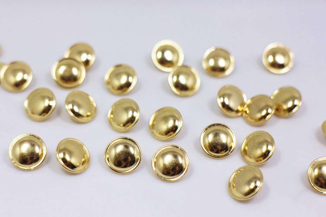 Gold Metal Shank Buttons, Golden Color, Vintage Retro Style, Raised Top ...