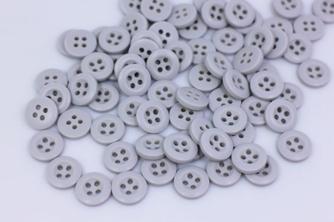 Light Gray Buttons, Four Holes, Wide Edge, Made of Resin, Light Grey ...