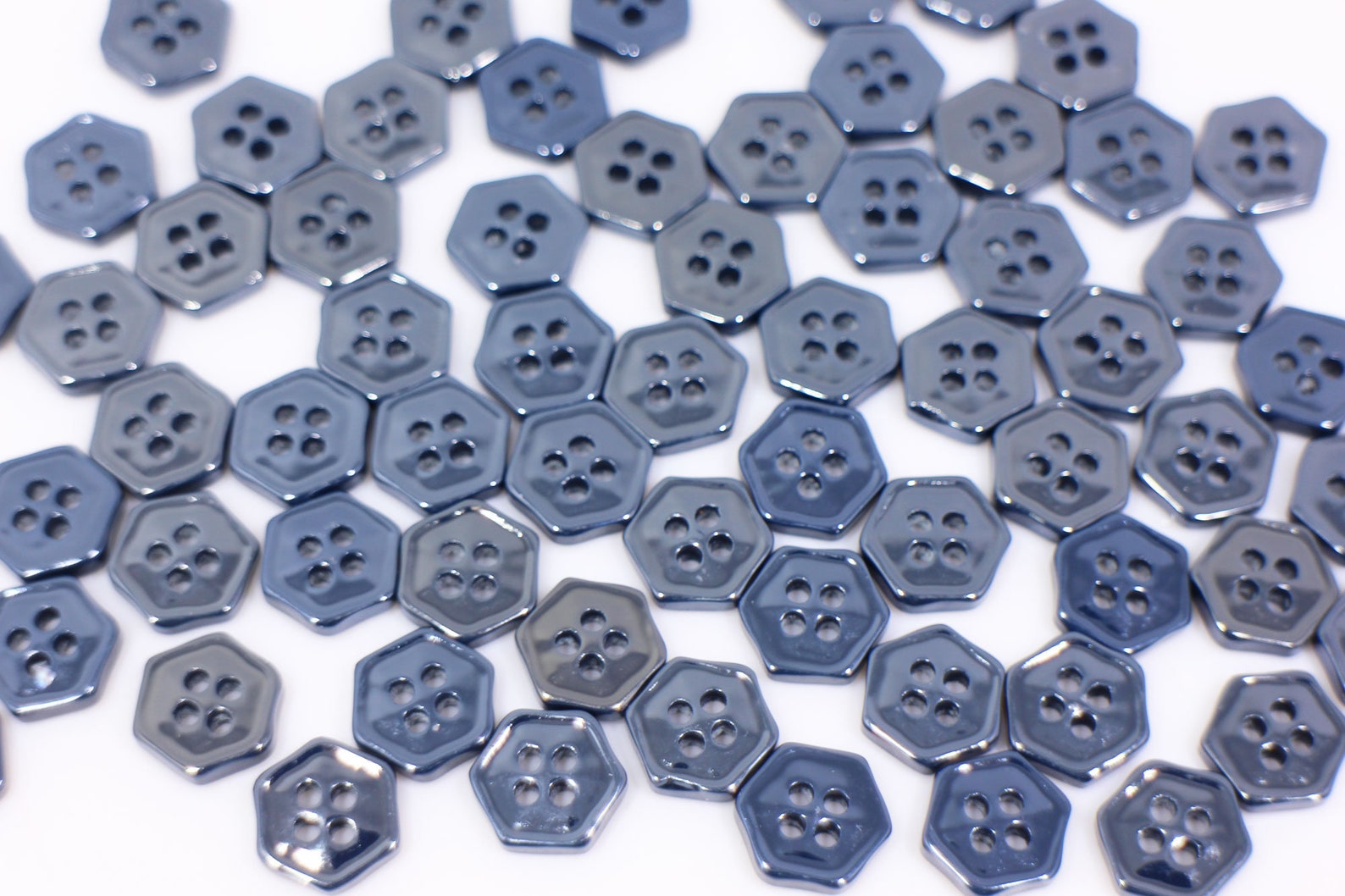 Metallic Dark Blue Hexagon Button Four Holes Sewing Button - Etsy