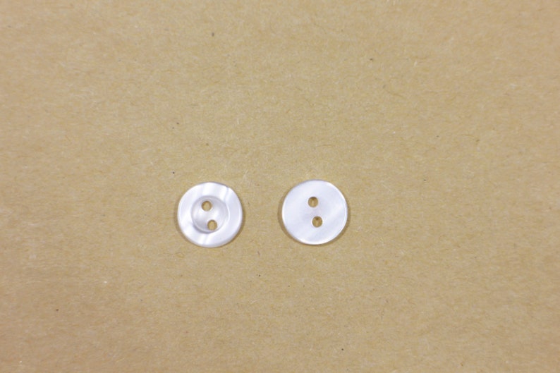 50 Shiny White Button Two Holes Sewing Buttons Raised Edge | Etsy