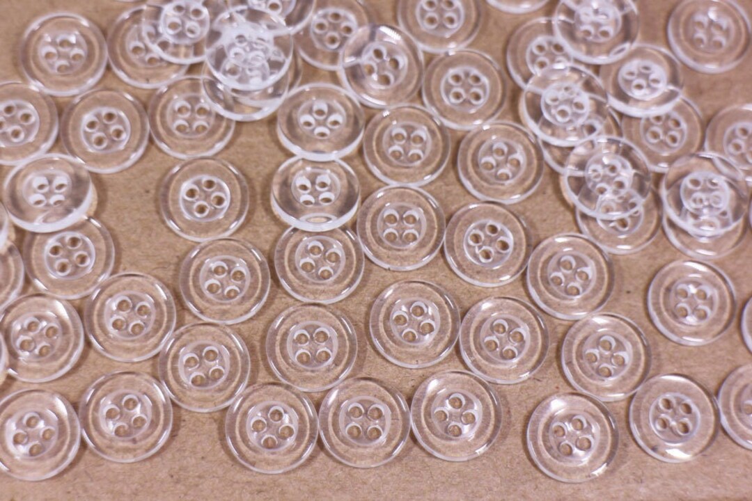 Clear Buttons, Transparent, Wide Edge, Made of Resin, Four Holes, for ...